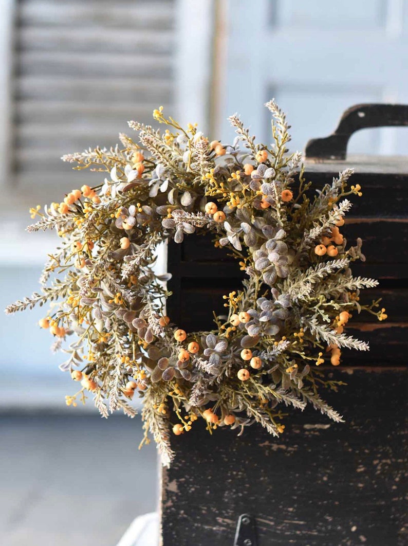 Fall Pumpkin Berry Candle Ring Mustard Eucalyptusboxwood - Etsy