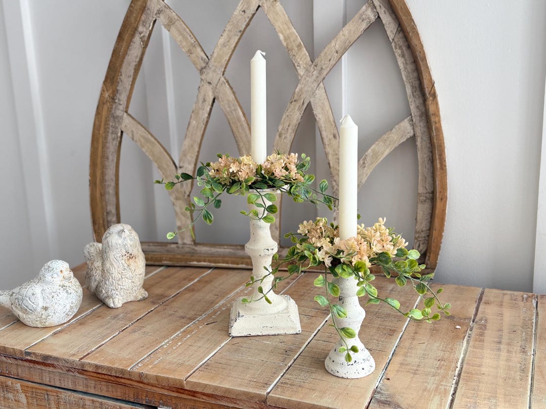 Spring/easter Pair of Taper Candle Ring ONLY, Plastic Greenery and ...