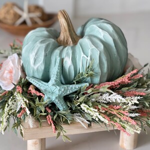 Large Fall Coastal, Beachy Pumpkin Centerpiece, Pumpkin on a Riser ...
