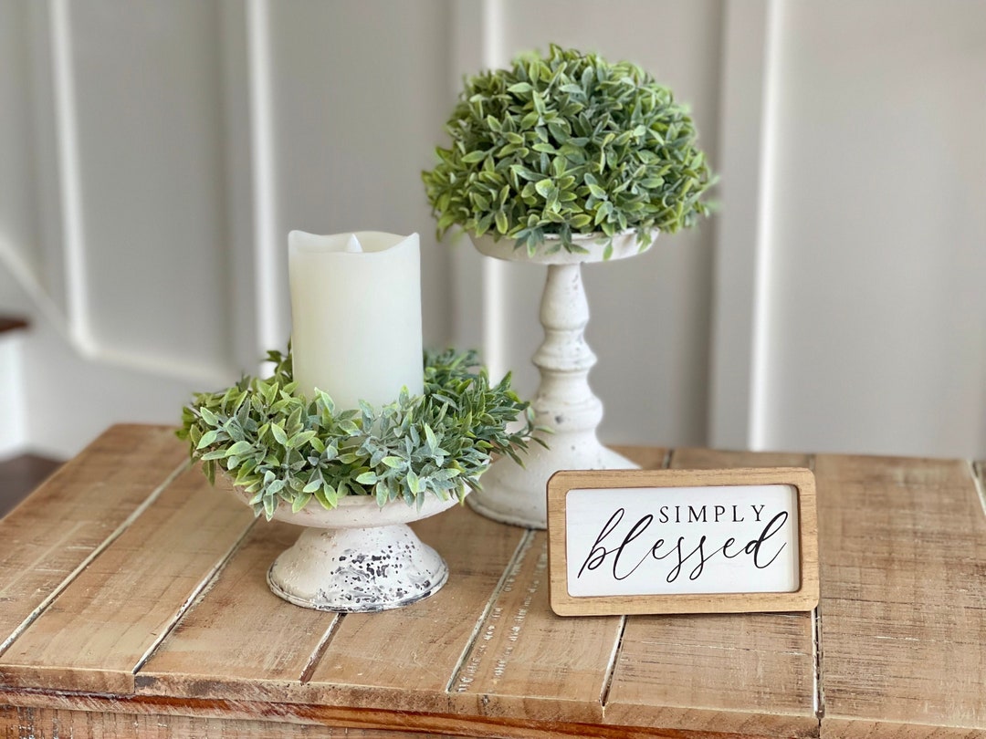 Spring/summer/everyday Farmhouse Greenery Candle Ring and /or Matching ...
