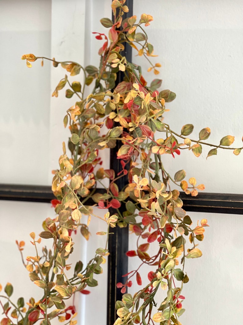 Fall Autumn 6 Ft Garland With Greenery Vine Stems, Olive Green Leaves ...
