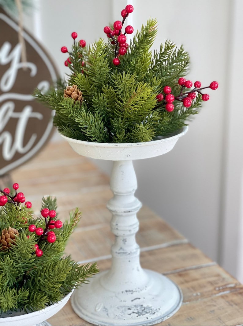 White/cream Vintage Inspired Pedestal Plate Distressed - Etsy