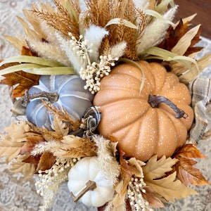Fall Farmhouse Extra-large Neutral Pumpkin Floral Arrangement, Neutral ...