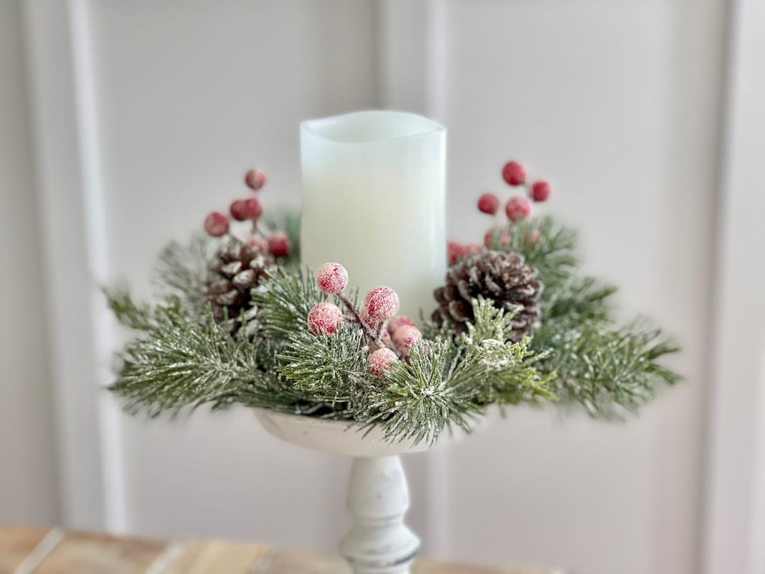 Farmhouse Christmas Candle Ring Farmhouse Christmas - Etsy