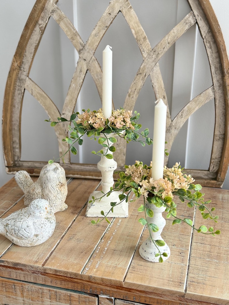 Spring/easter Pair of Taper Candle Ring ONLY, Plastic Greenery and ...