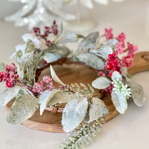 Farmhouse Christmas Winter Candle Ring, Farmhouse Christmas Decoration ...