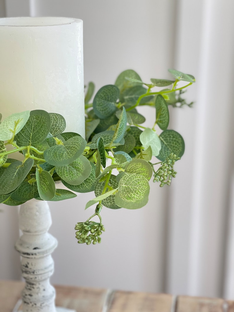 Greenery Farmhouse Candle Ring Farmhouse Everyday Decoration - Etsy