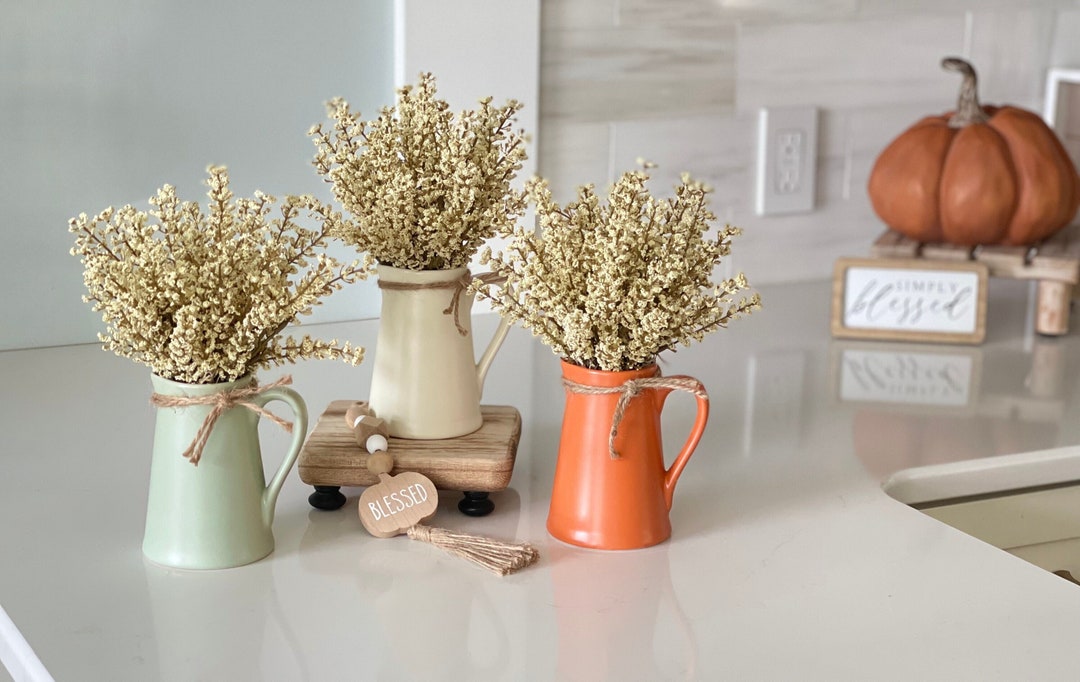 Fall Farmhouse Rustic Country Small Floral Arrangement With Fall Cream ...