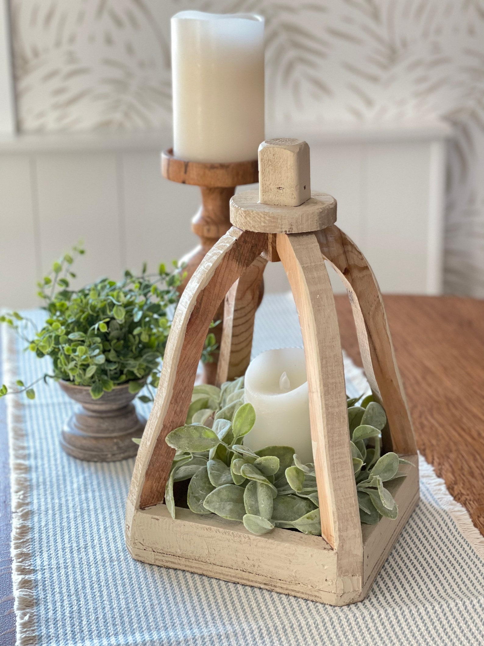 Greenery Farmhouse Candle Ring Farmhouse Year Round - Etsy