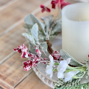 Farmhouse Christmas Winter Candle Ring, Farmhouse Christmas Decoration ...