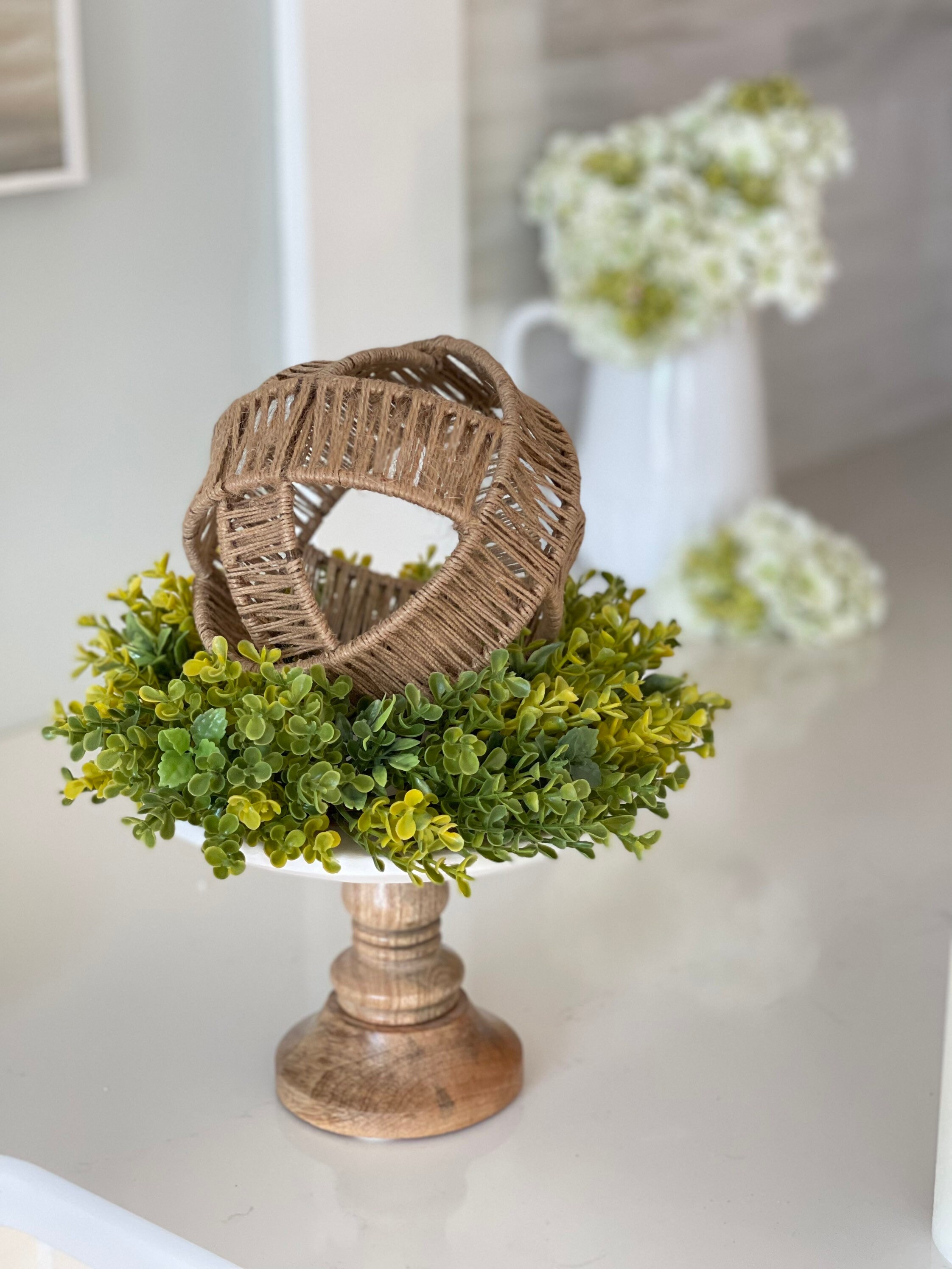 Greenery Farmhouse Candle Ring Farmhouse Spring/summer | Etsy