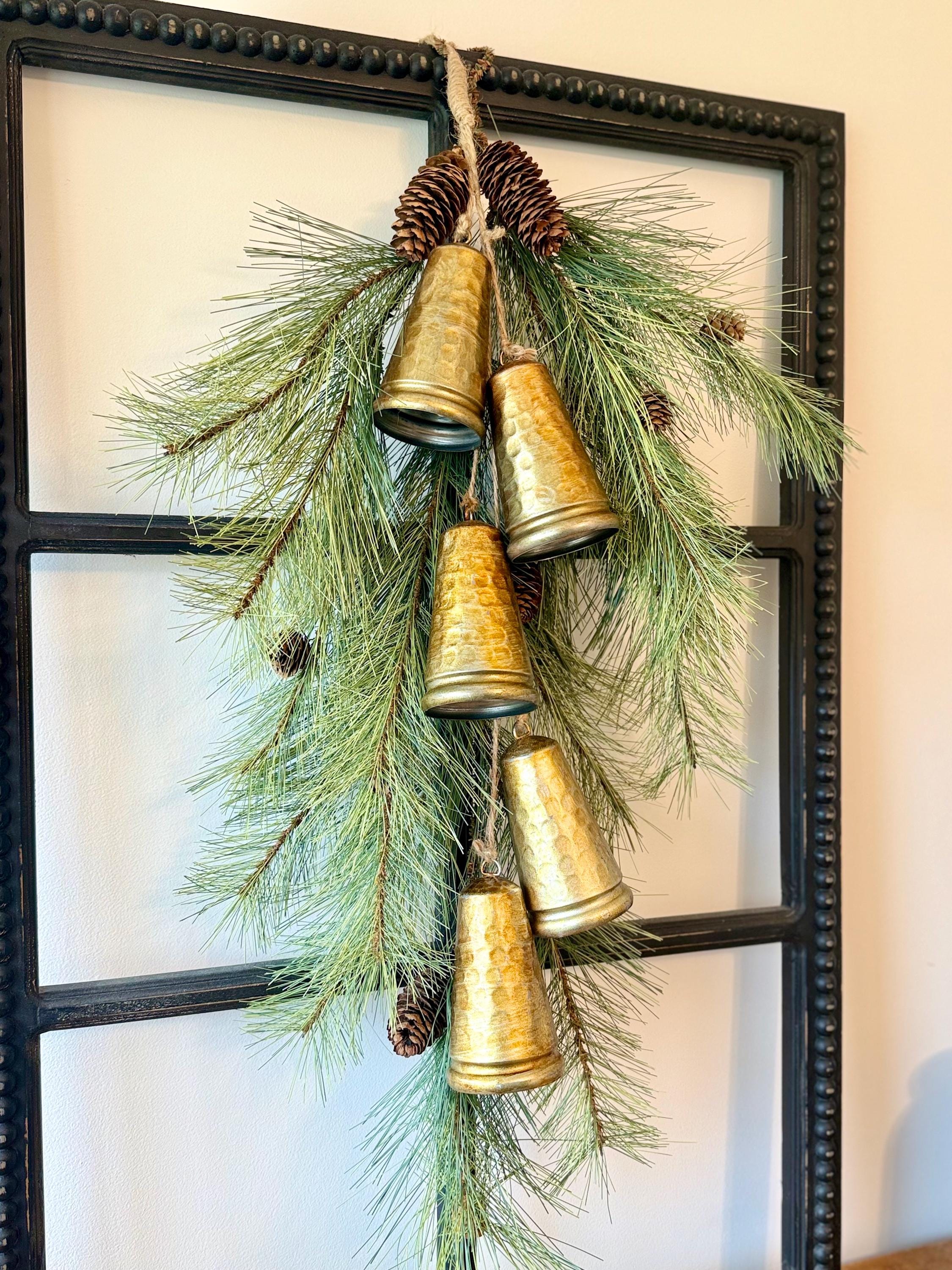 Christmas Hanging Bells ONLY , Mantle Winter Decor, Hanging Metal Door ...