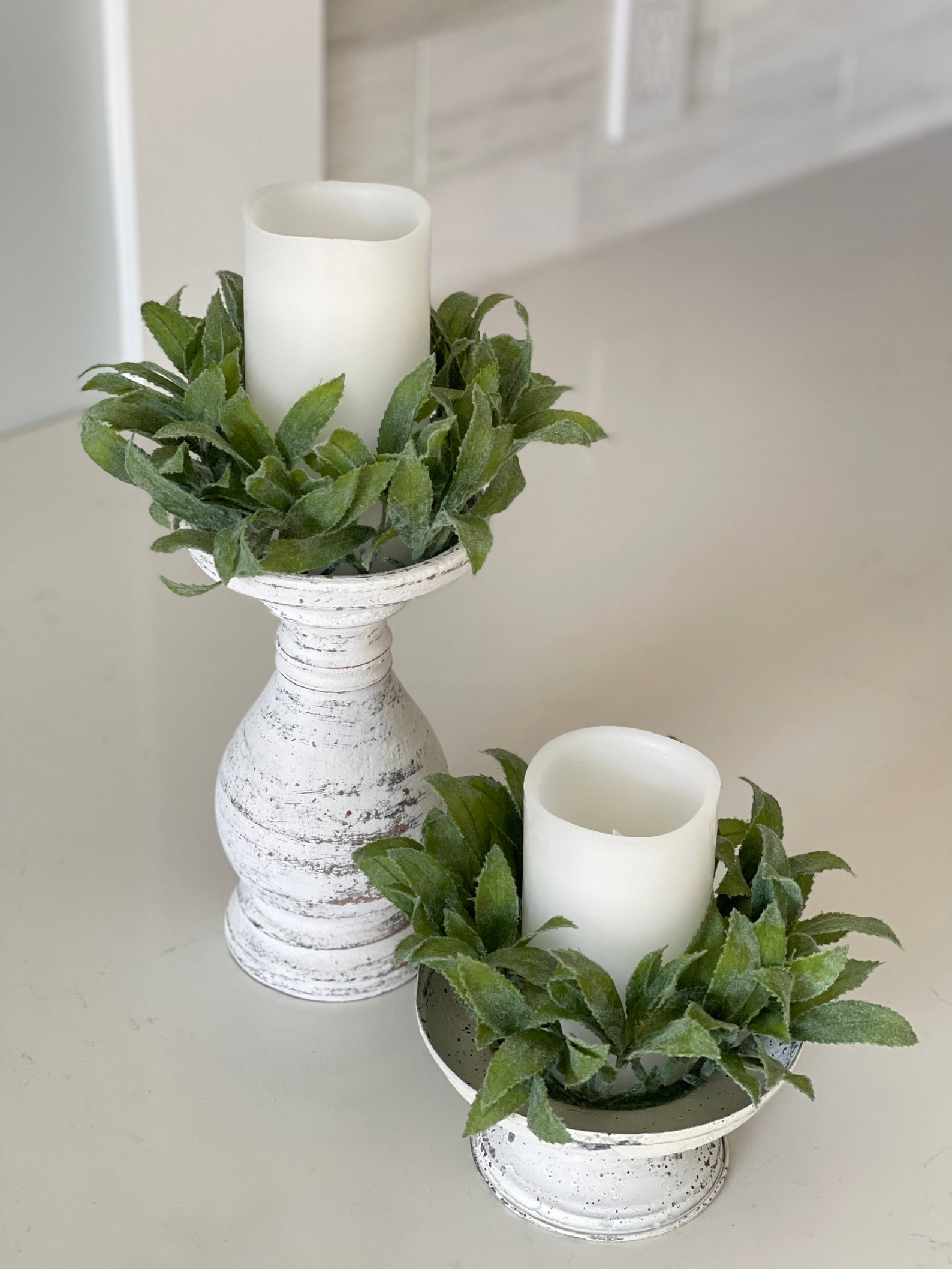 Winter Sage Green Farmhouse Candle Ring Farmhouse/french - Etsy