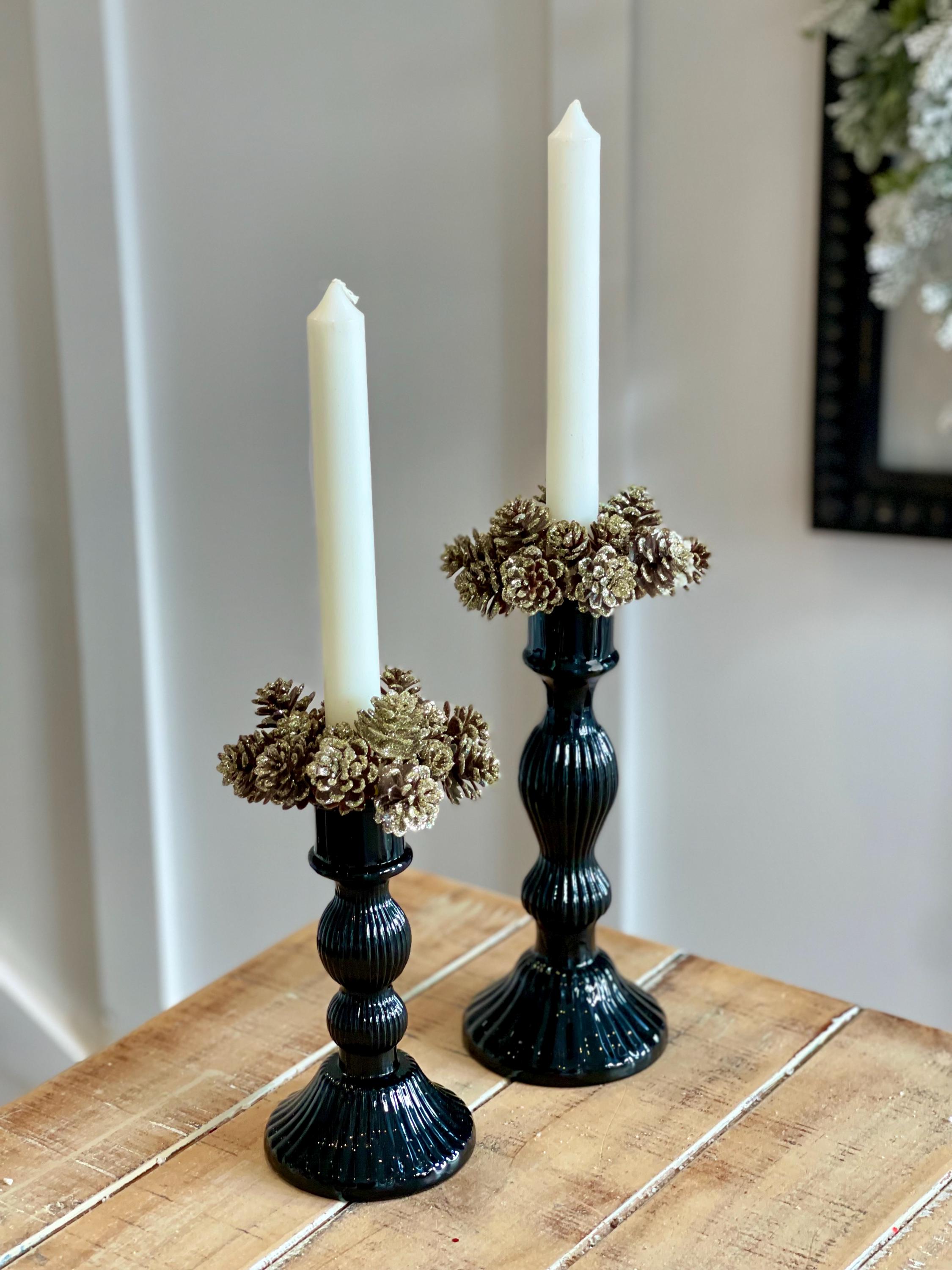 Farmhouse Fall/christmas Winter Heavy Gold Glitter Taper Candle Ring ...