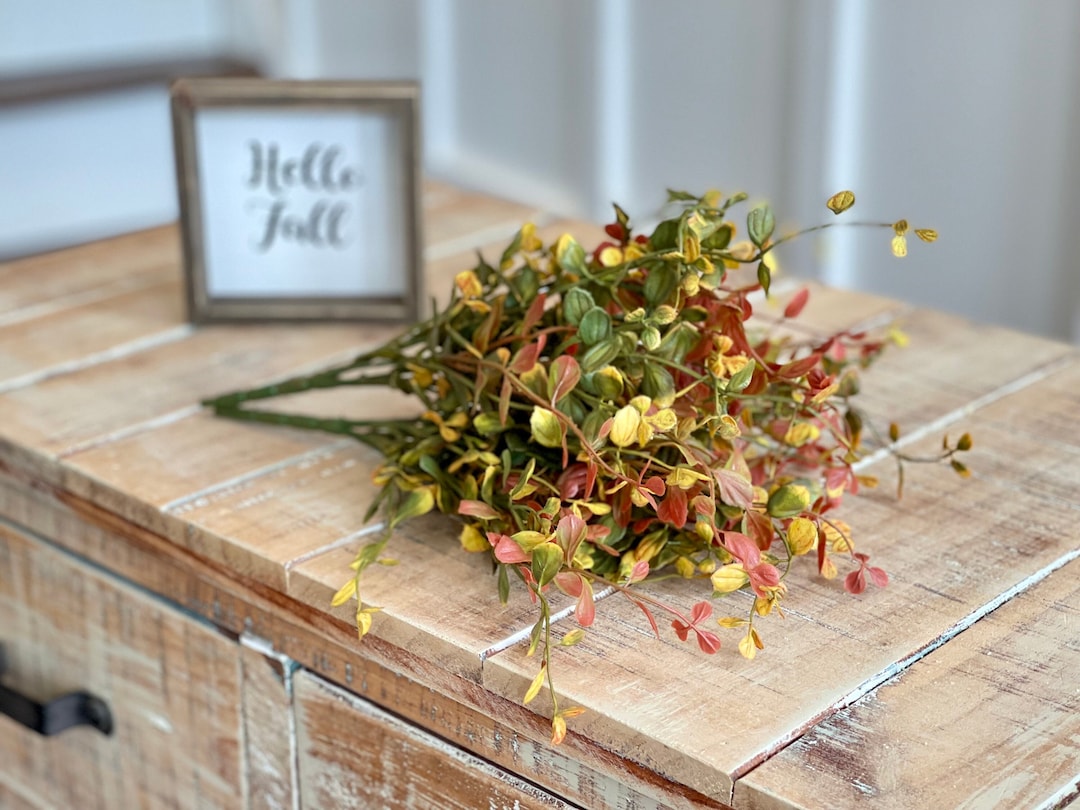 Fall Autumn Greenery Vine Stems, Olive Green Leaves, Hints of Gold ...