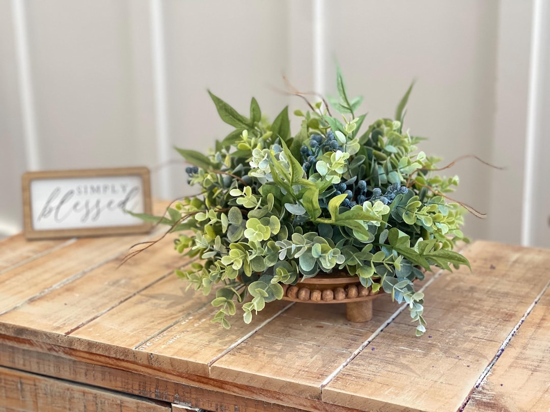 Farmhouse Half Sphere, Bowl Filler With Eucalyptus and Blue Berry ...