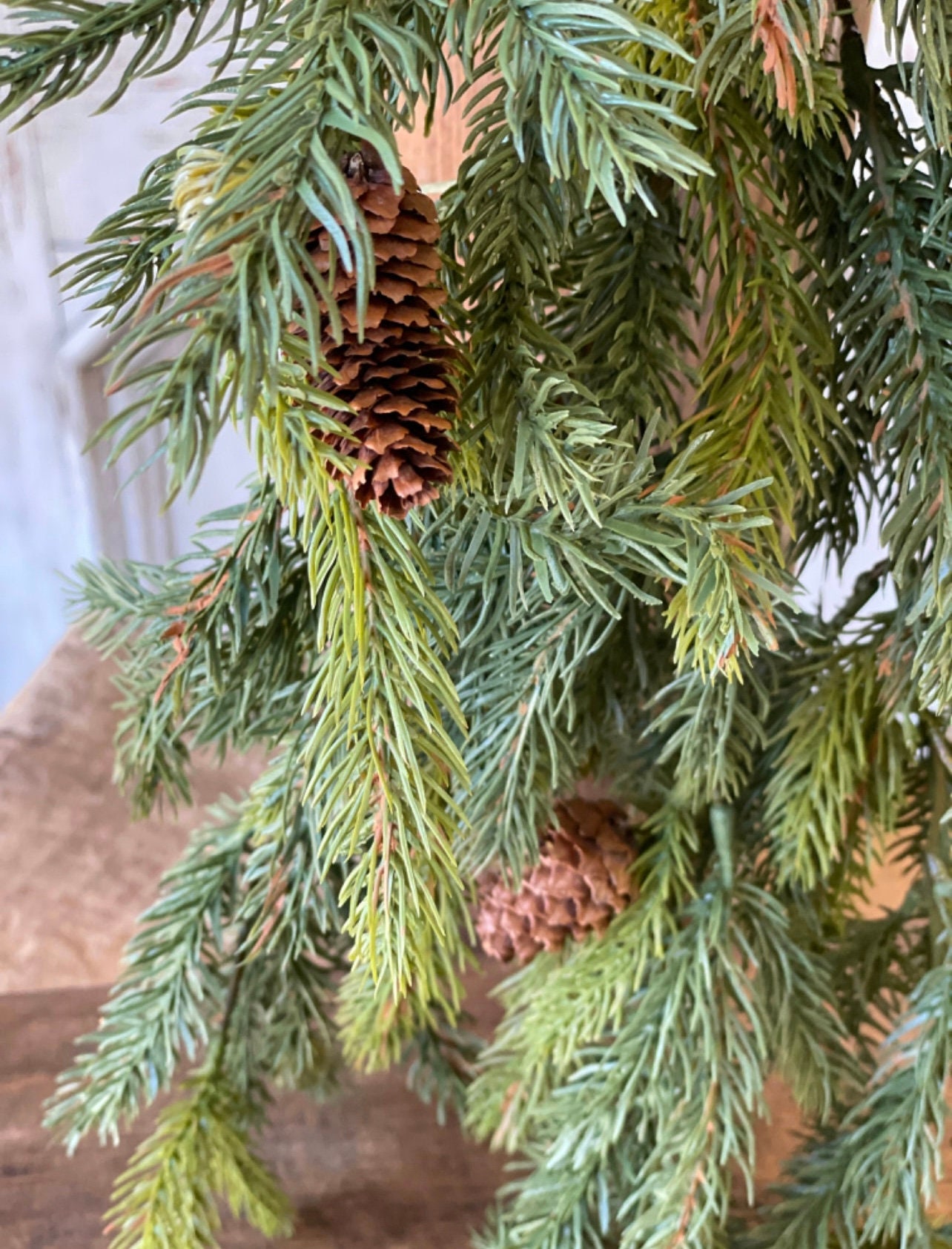 Christmas Spruce Hanging Stem: 34" Winter Greenery With Pinecones - Etsy