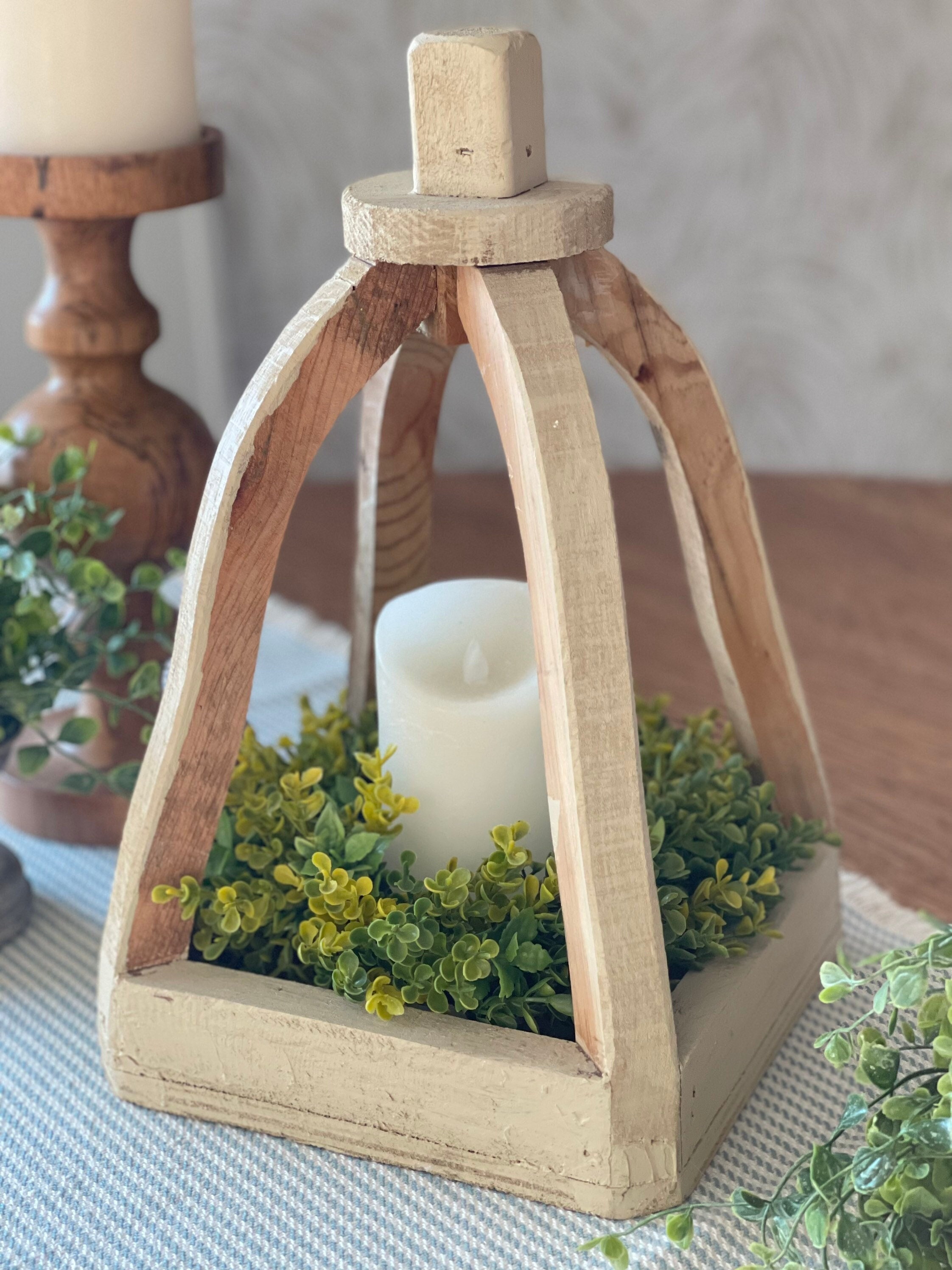 Greenery Farmhouse Candle Ring Farmhouse Spring/summer | Etsy