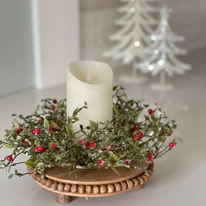 Farmhouse Christmas Candle Ring, Farmhouse Christmas Decoration, Small ...