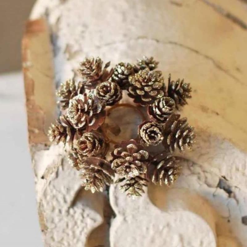 Gold Pinecone Candle Holder - Etsy
