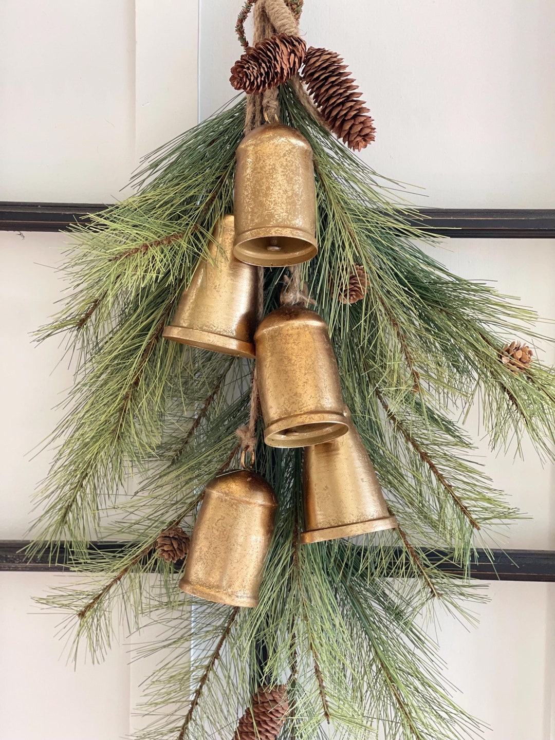 Christmas Hanging Bells ONLY , Mantle Winter Decor, Hanging Metal Door ...