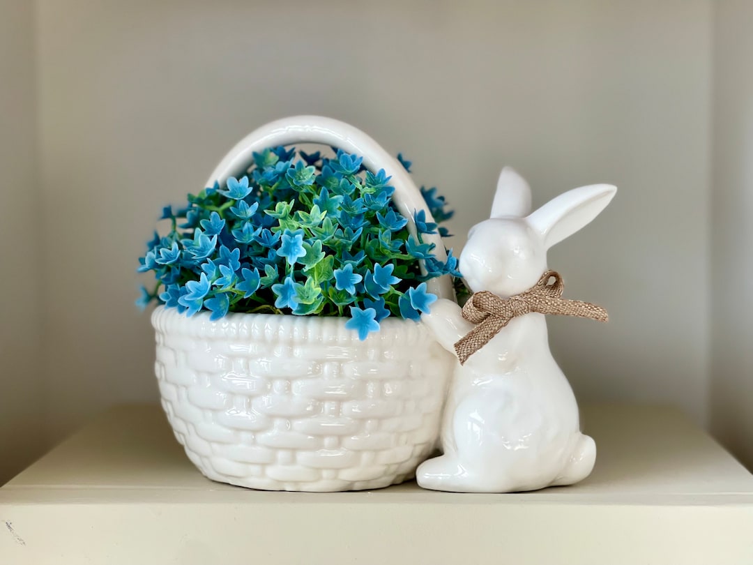 Easter Small Home Decoration ,ceramic Easter Bunny White Ceramic Basket ...