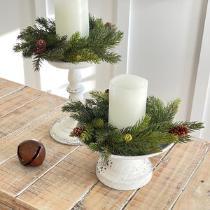 Farmhouse Christmas Winter Candle Ring, Farmhouse Christmas Decoration ...