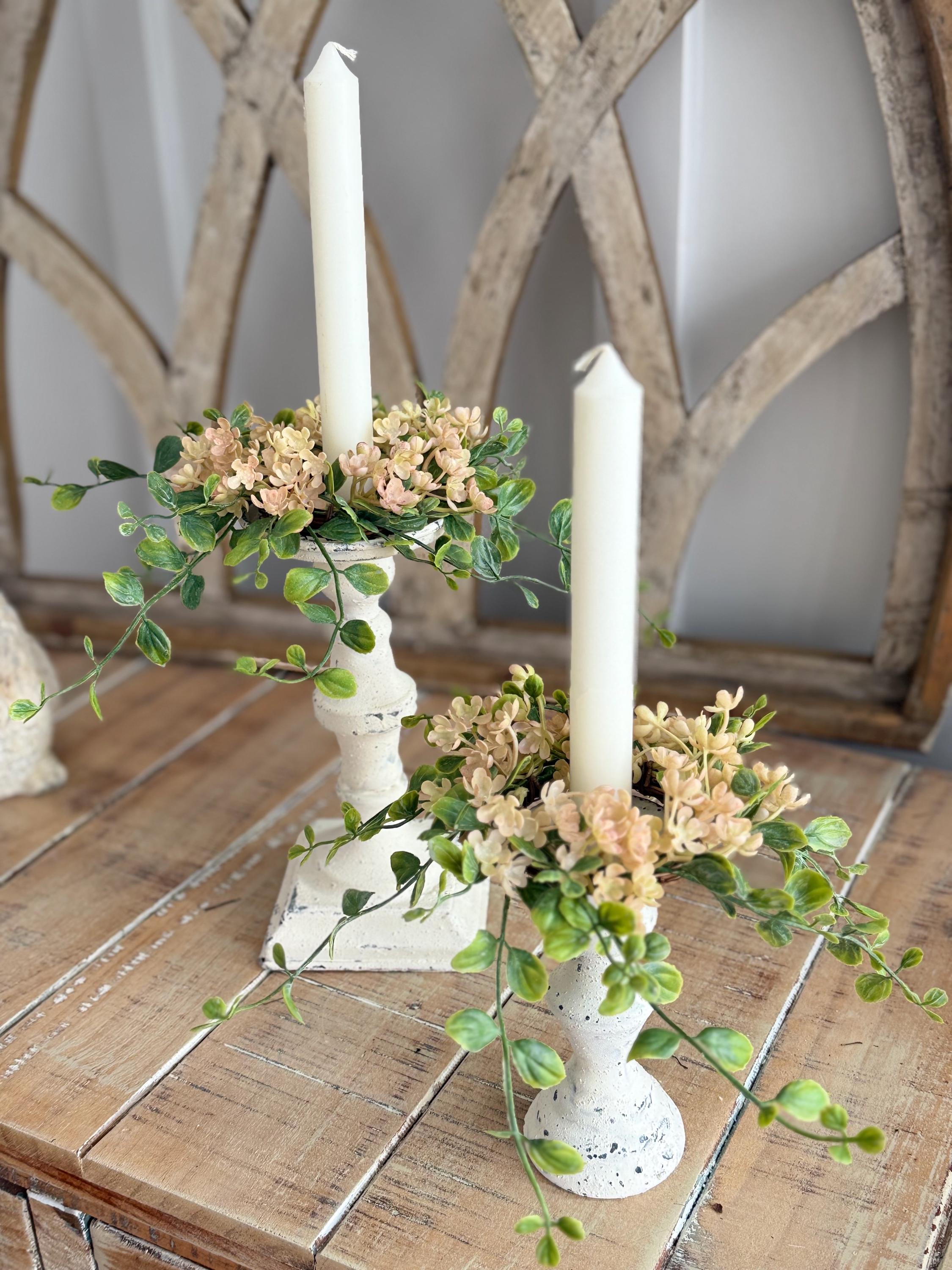 Spring/easter Pair of Taper Candle Ring ONLY, Plastic Greenery and ...