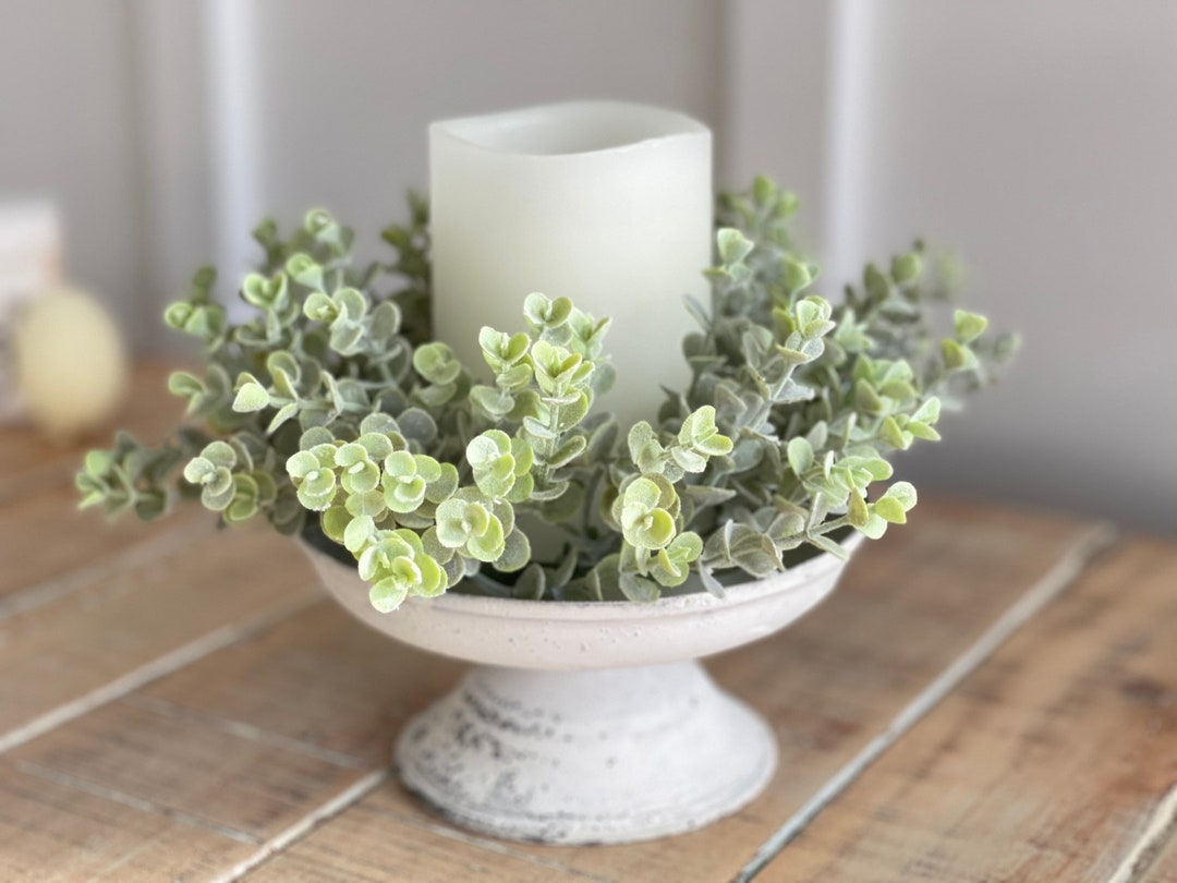 Spring Summer Farmhouse Greenery Candle Ring, Farmhouse/french Country ...