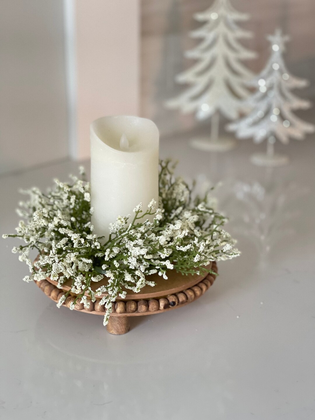 Everyday/summer Farmhouse Candle Ring, Candle Decoration, Small Wreath ...