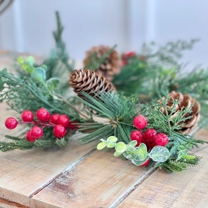 Farmhouse Traditional Christmas Candle Ring, Farmhouse Red and Green ...