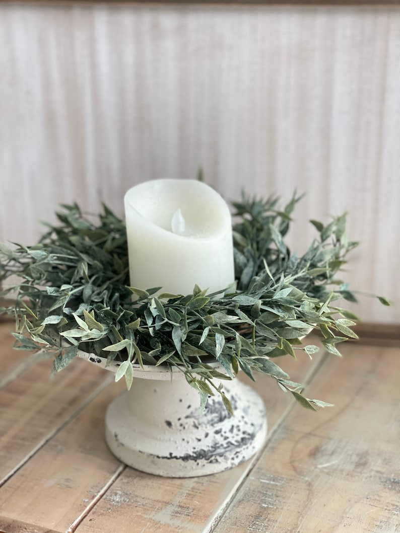 CANDLE RING Farmhouse/french Country Style Greenery Candle - Etsy