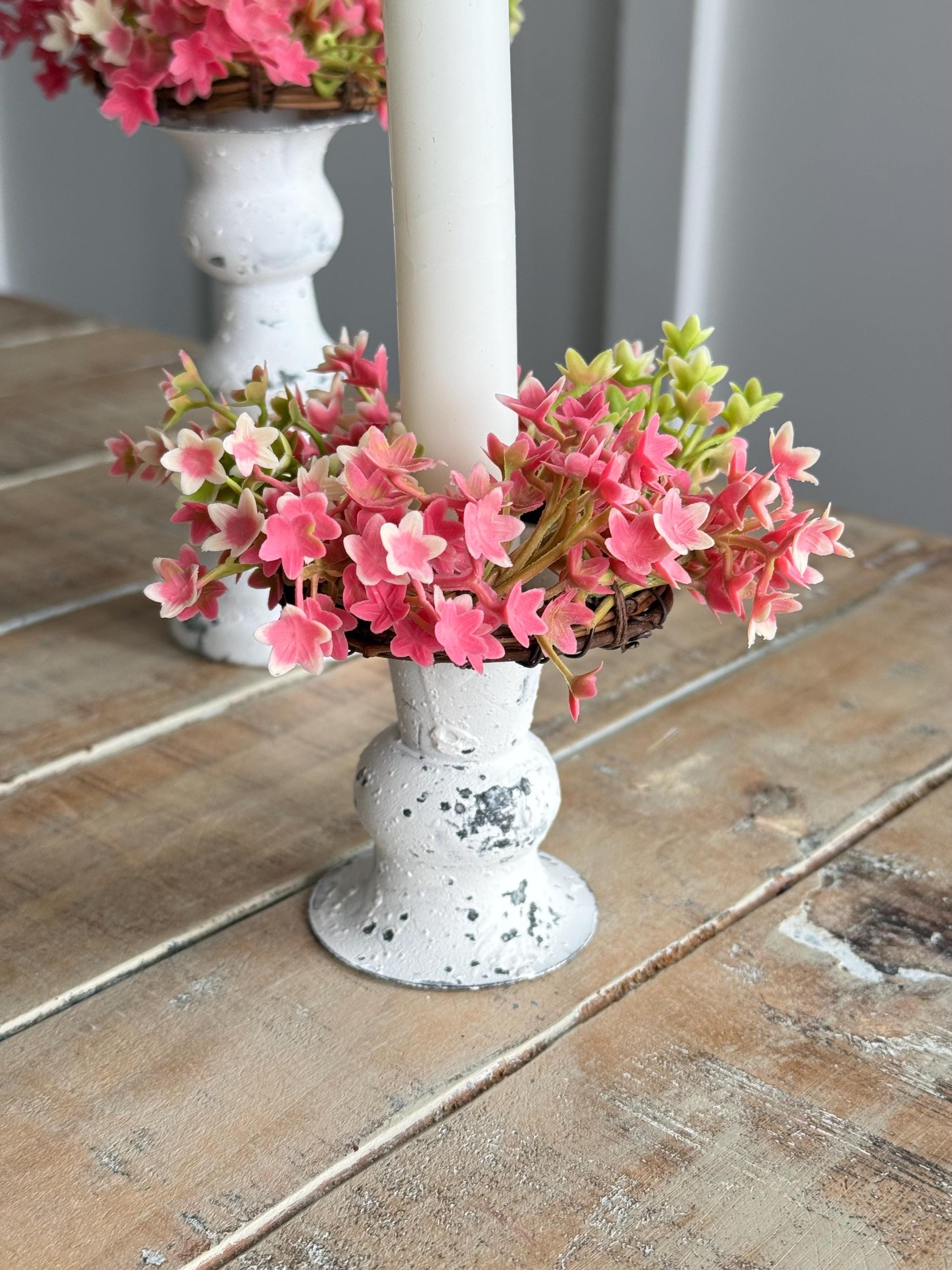Spring/easter Farmhouse Candle Rings, Shades of Pink Star Shaped Flower ...
