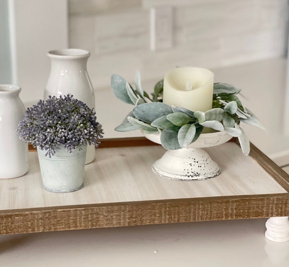 White pedestal candle holder store