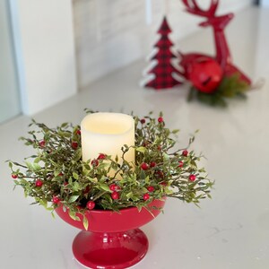 Farmhouse Christmas Candle Ring, Farmhouse Christmas Decoration, Small ...