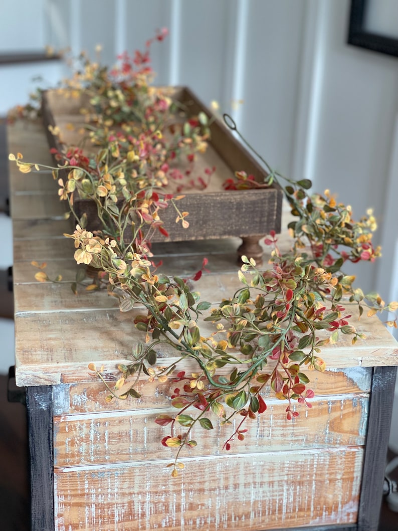 Fall Autumn 6 Ft Garland With Greenery Vine Stems, Olive Green Leaves ...