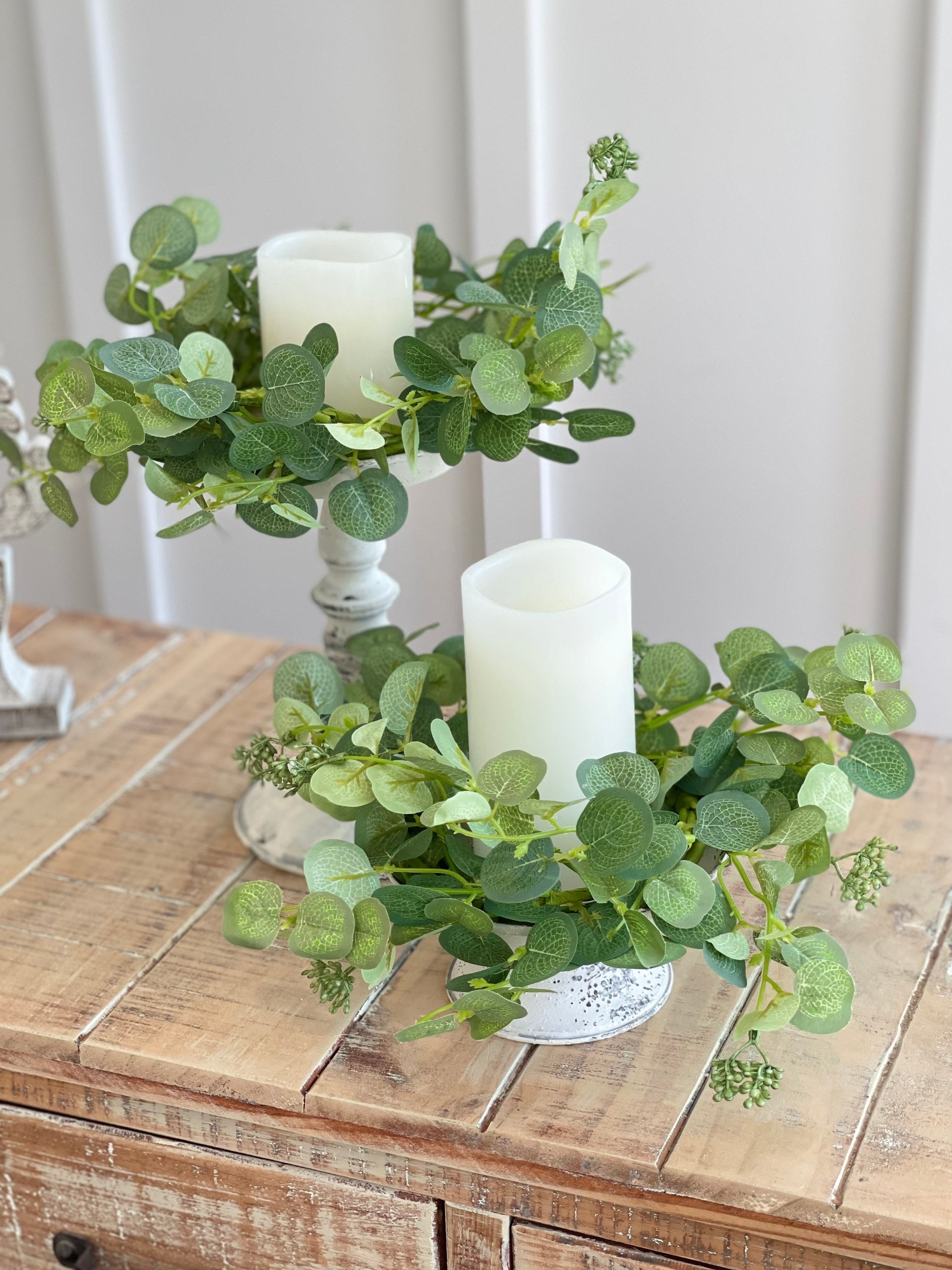 Greenery Farmhouse Candle Ring Farmhouse Everyday Decoration - Etsy