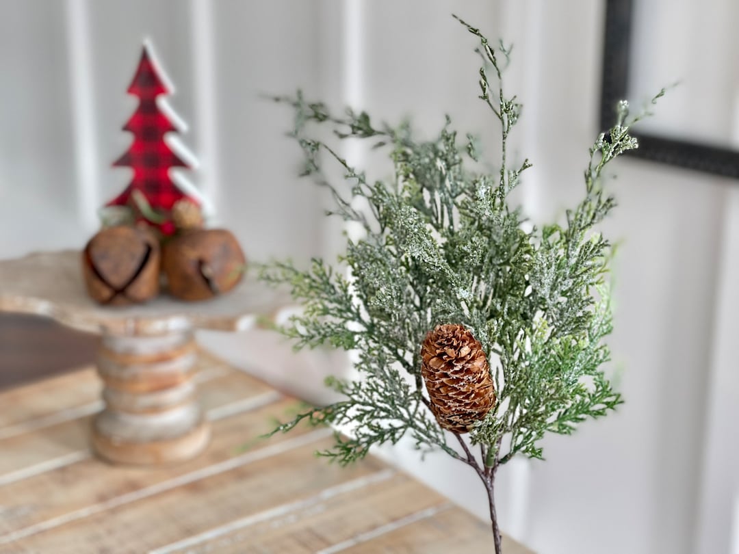 Christmas Winter Cedar Stem, Silver Snowy Structural Cedar , a Natural ...