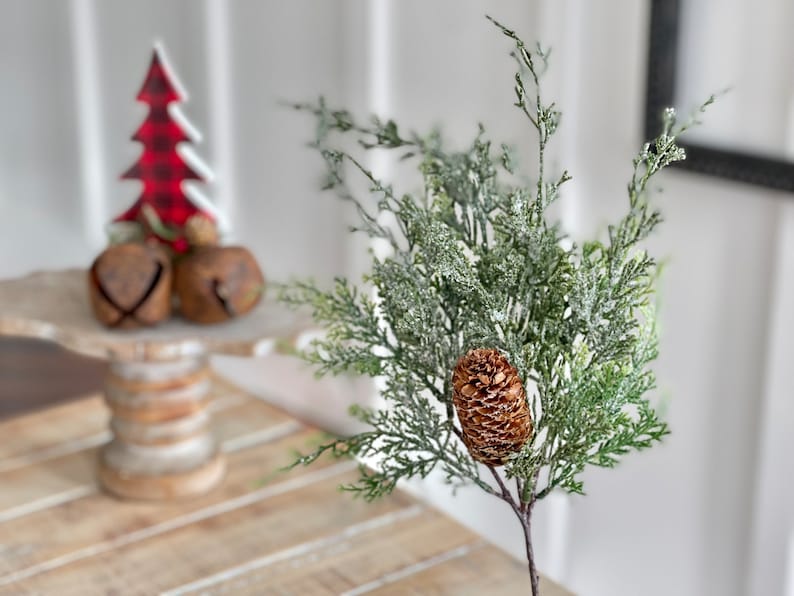 Christmas Winter Cedar Stem, Silver Snowy Structural Cedar , a Natural ...