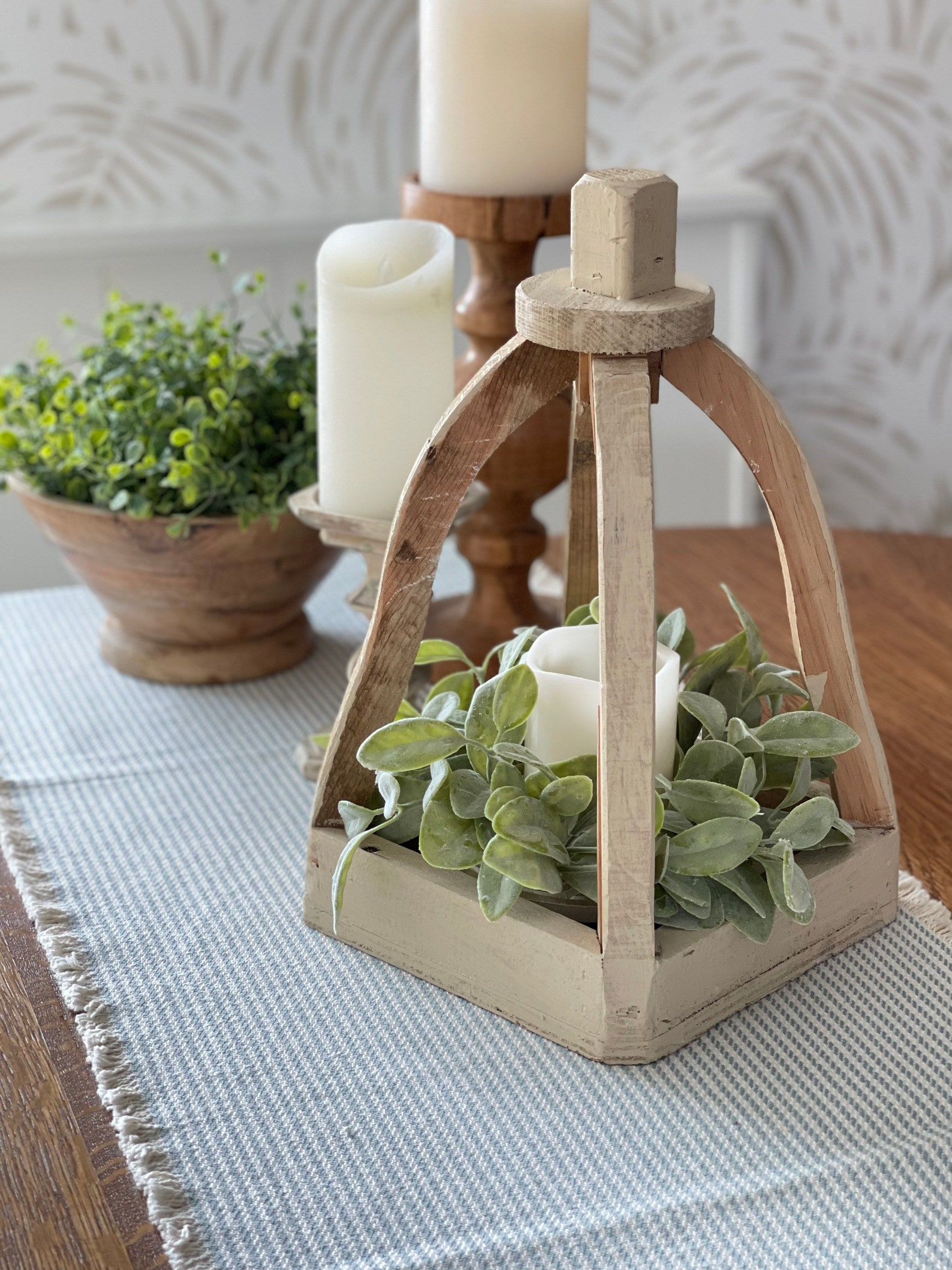 Greenery Farmhouse Candle Ring Farmhouse Year Round - Etsy