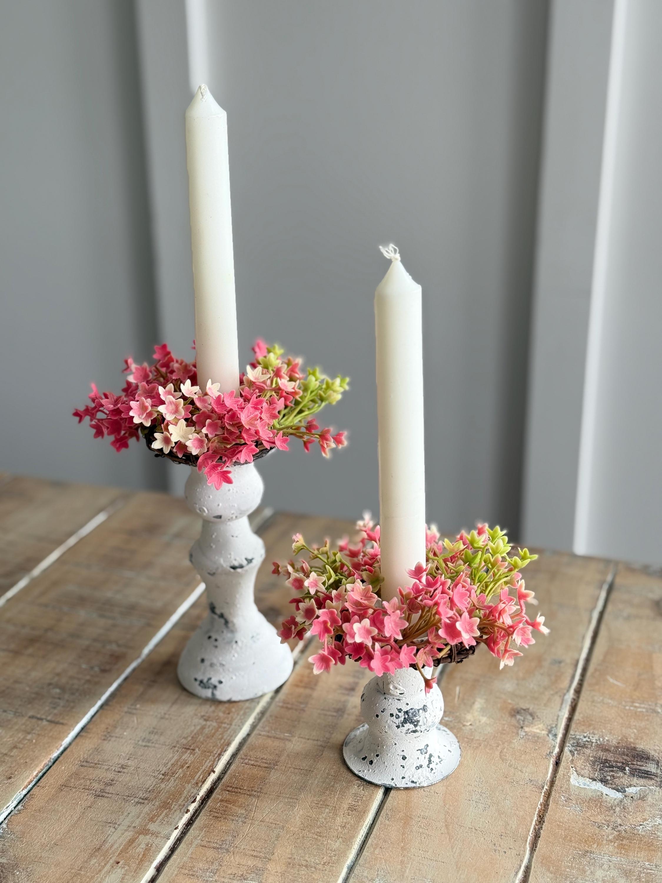 Spring/easter Farmhouse Candle Rings, Shades of Pink Star Shaped Flower ...
