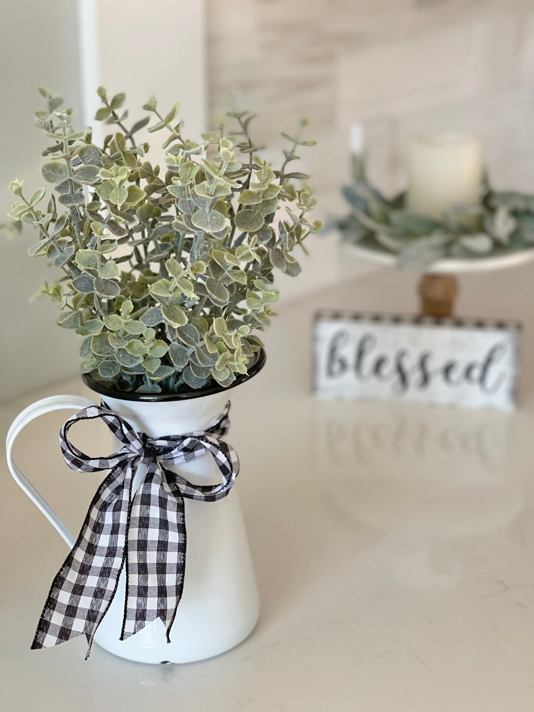 Farmhouse Eucalyptus 14' Long, Bush Stlye,7 Branches Attached to Stems ...