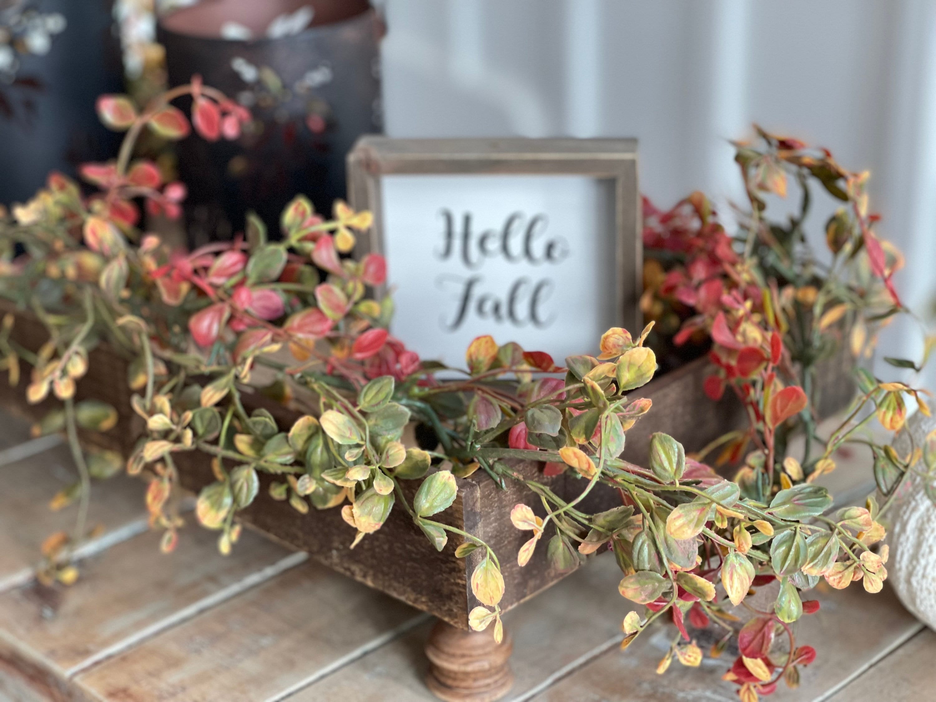 Fall Autumn 6 Ft Garland With Greenery Vine Stems, Olive Green Leaves ...