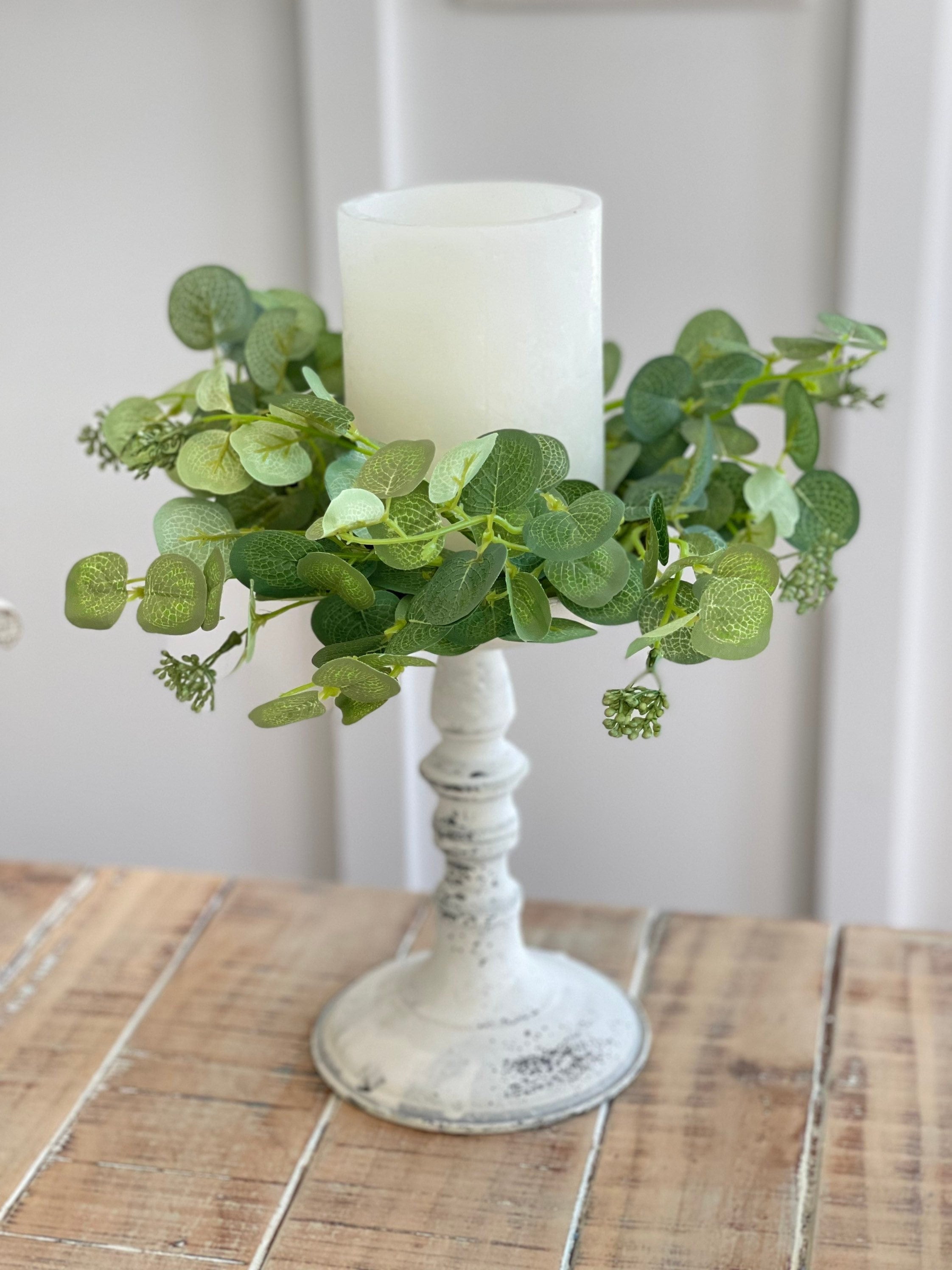 Greenery Farmhouse Candle Ring Farmhouse Everyday Decoration - Etsy