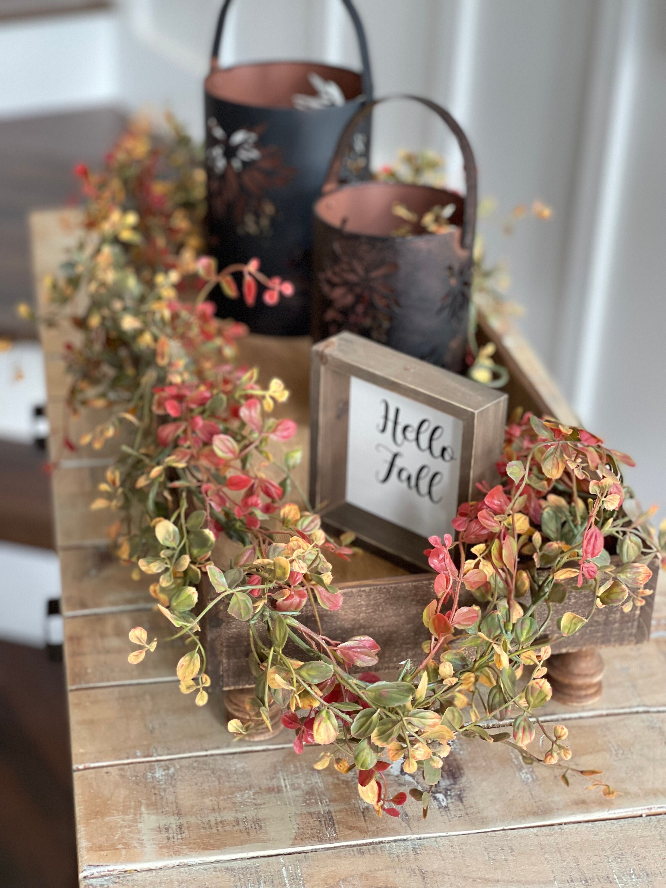 Fall Autumn 6 Ft Garland With Greenery Vine Stems, Olive Green Leaves ...