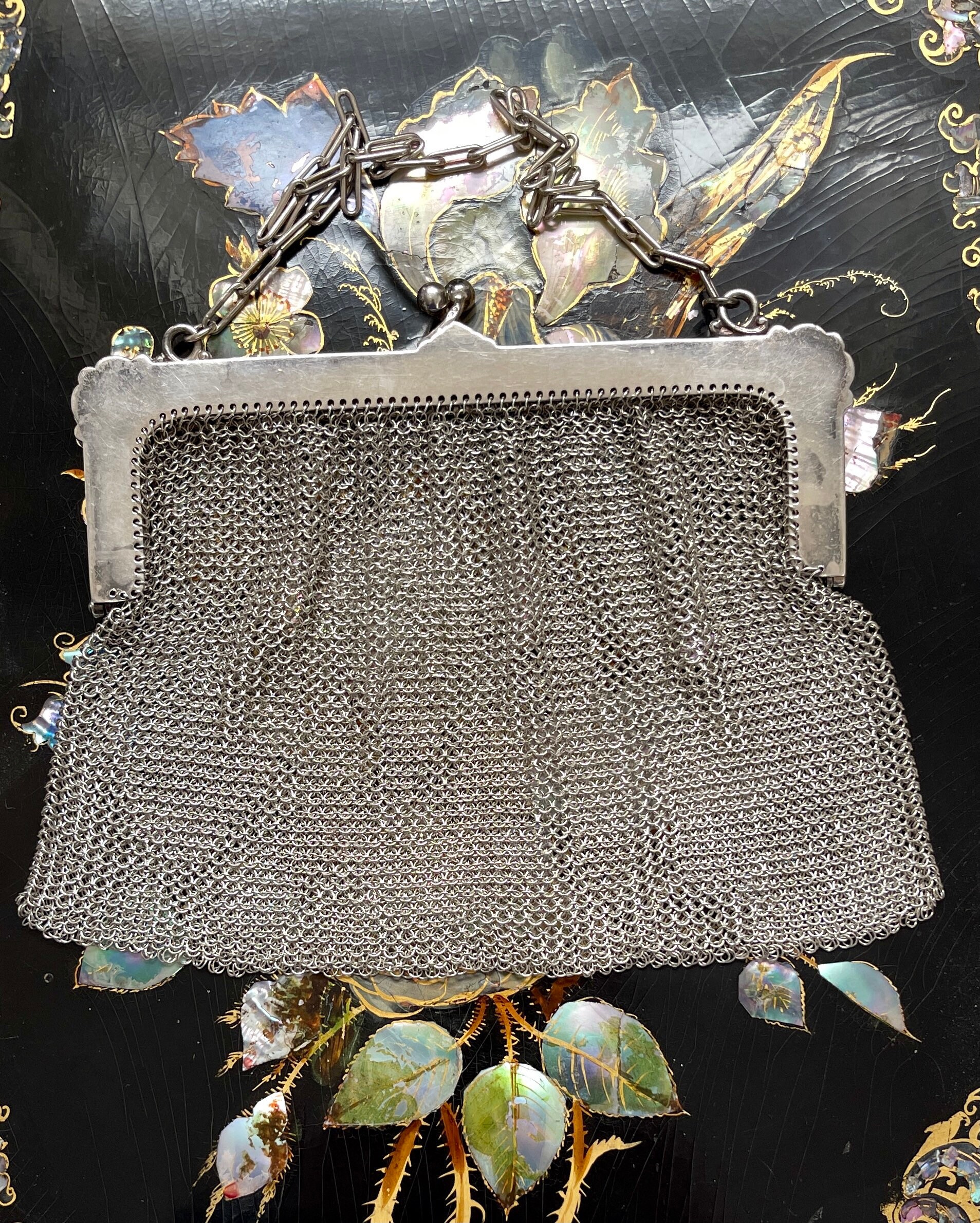 Antique Sterling Silver 156 grams Evening Mesh Purse/Bag With | Etsy