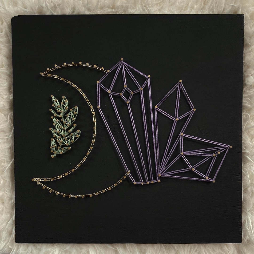 Geode Crescent Moon Sage String Art Mineral New Age Crystal - Etsy