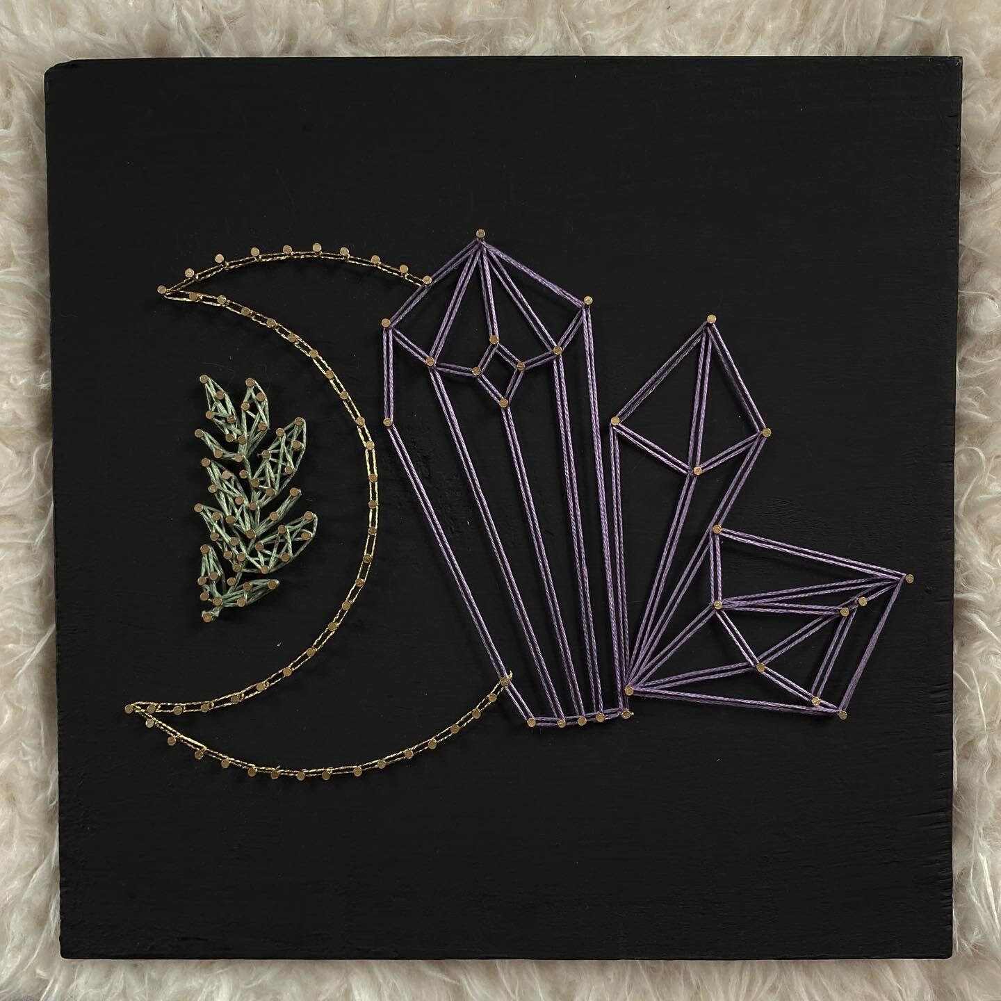 Geode Crescent Moon Sage String Art Mineral New Age Crystal - Etsy