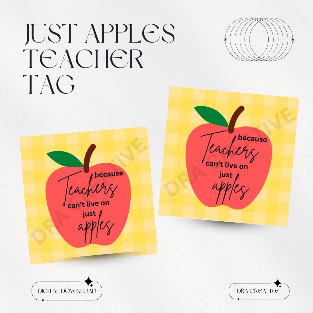 Teacher Appreciation Gift Tag: Printable Apple Design (PDF Download - Etsy