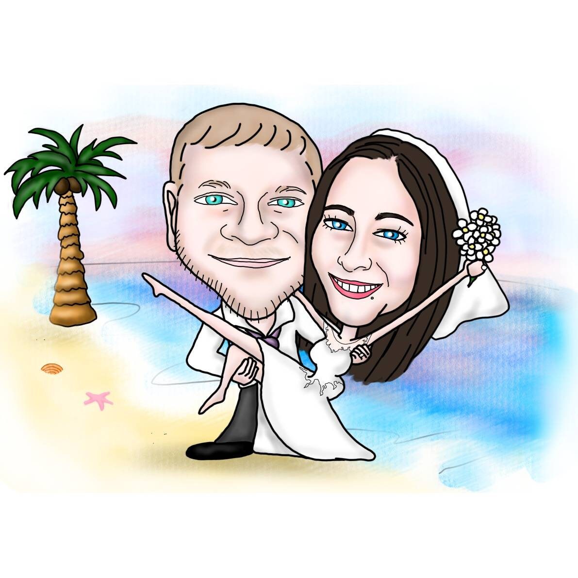 DIGITAL DOWNLOAD Custom Cartoon in Colour, Custom Caricature ...